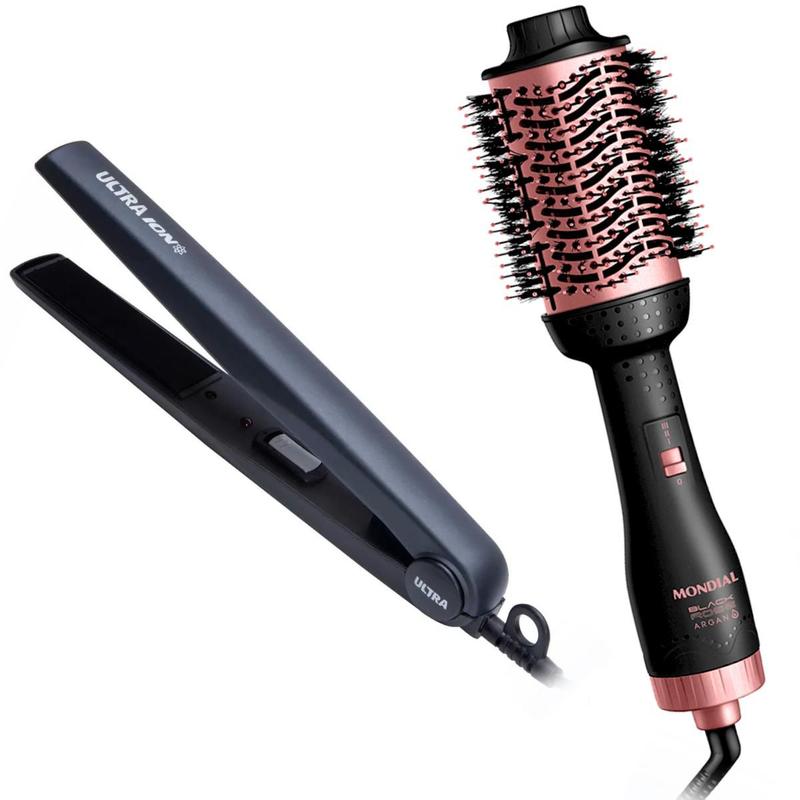 Prancha alisadora mondial chapinha p-14 ultra + escova secadora de ...