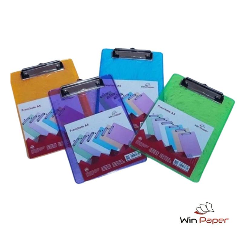 Prancheta Color Plástico Acrílico A5 Com Prendedor Metal - Win Paper ...