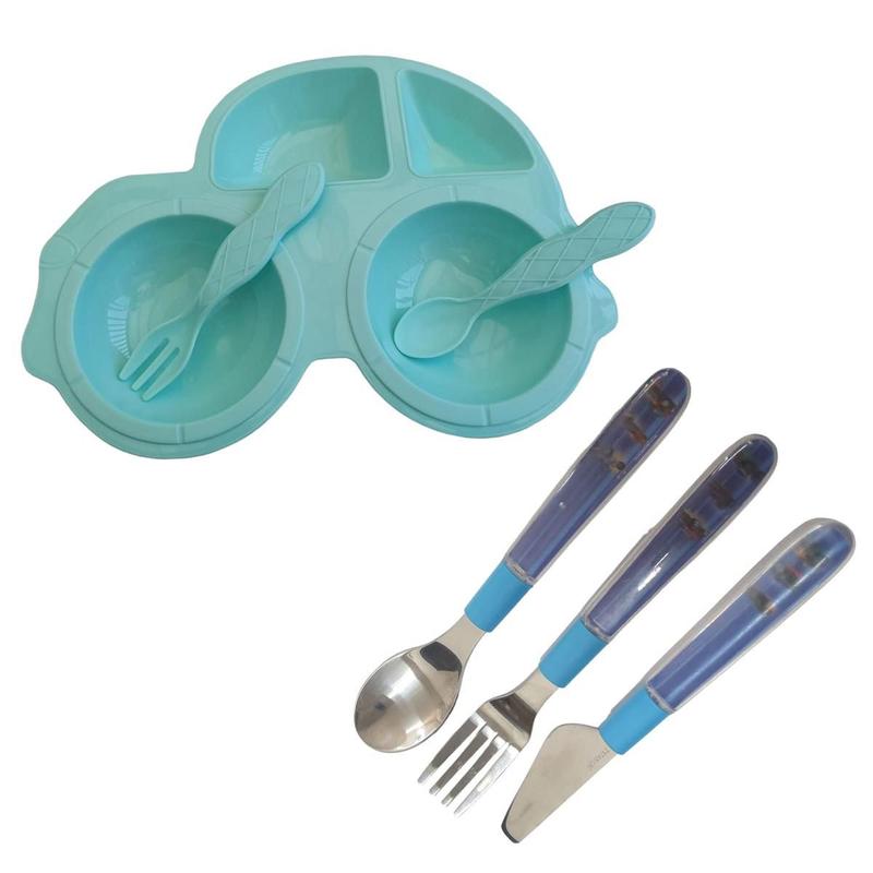 Pratinho De Carro Plástico E Jogo De Talher Inox Infantil - CRB - Prato ...