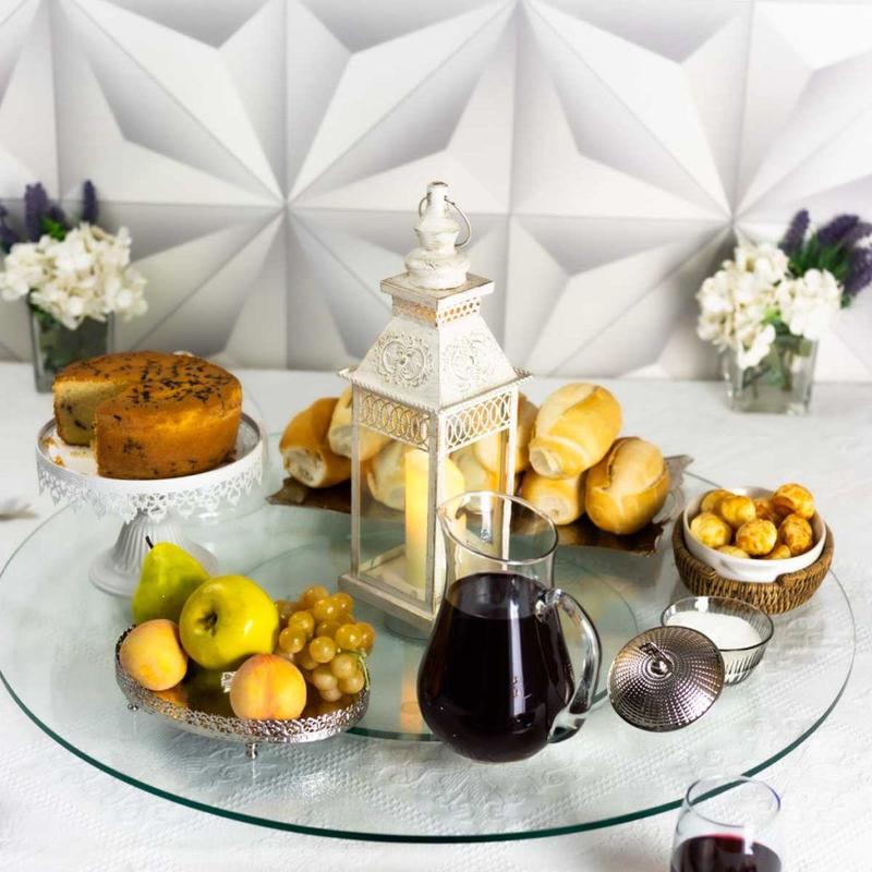 Prato Giratorio De Sobrepor Para Mesa 60cm Vidro Decorado - Fulfit ...