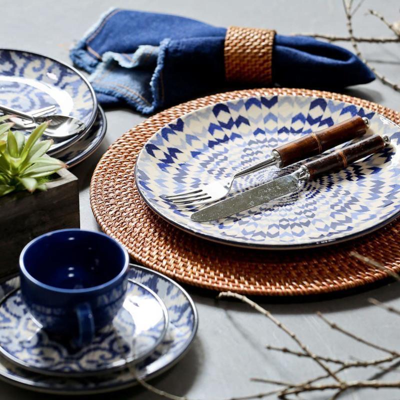 Prato Raso Azul Aquarelle Boho Blue Cerâmico 27cm - Copa e Cia - Prato ...