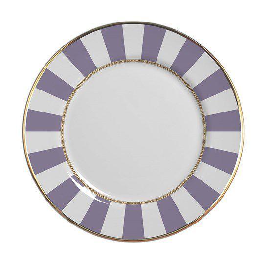 Prato Raso de Cerâmica Lavanda Strip com Borda Dourada 28,5cm - Unid ...