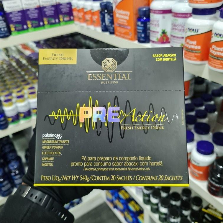 Pre-action Energy Drink 27g (540g) 20 Unidades - Essential - Essential Nutrition - Produtos para ...