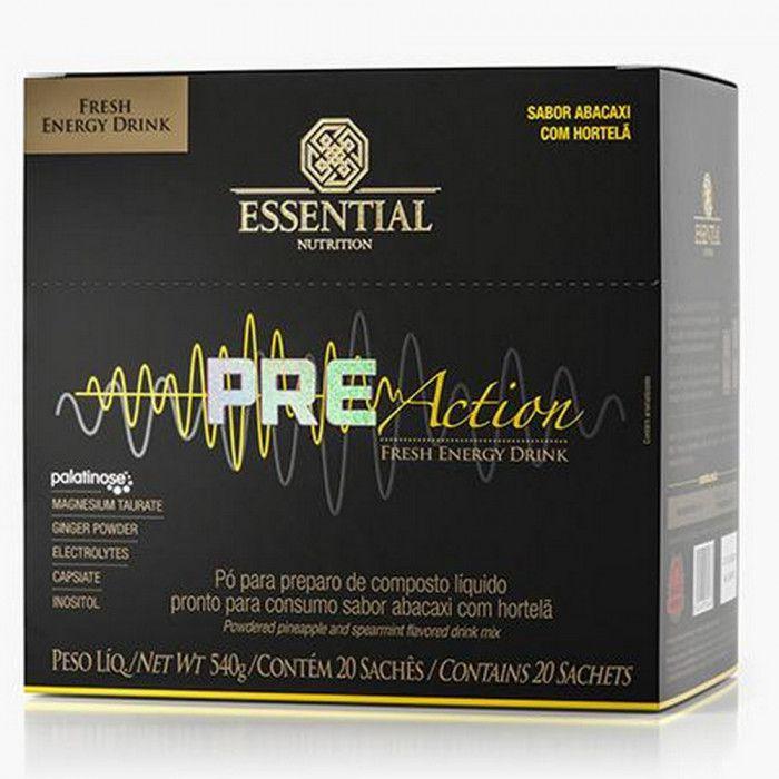 Pre Action Energy Drink Pré-Treino Vegano (540g - 20 Saches ...