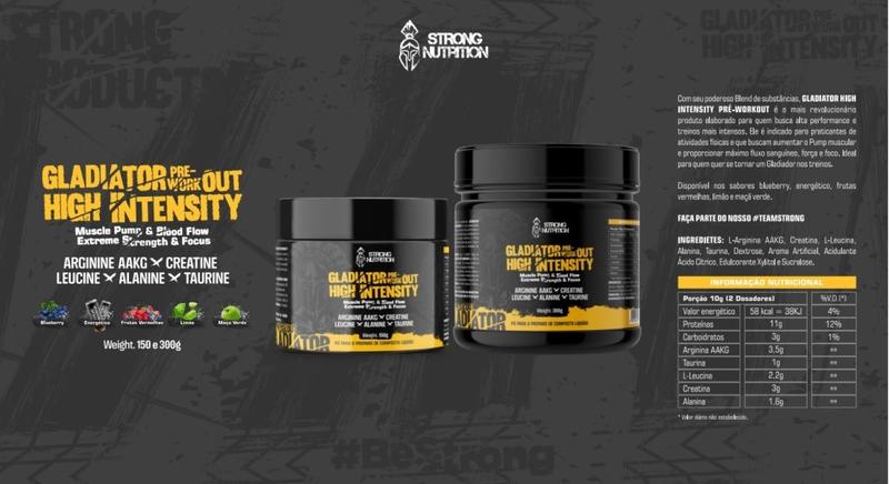 Pré Treino Gladiator 150g Sabor Frutas Vermelhas da Strong Nutrition ...