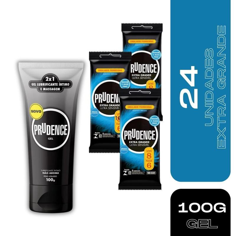 Preservativo Prudence Extra Grande 24un + Gel Intimo 100G ...