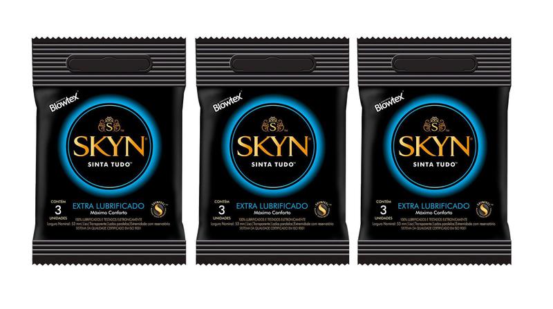 Preservativo Skyn Extra Lubrificado Sem Látex 3x3 Unidades Total 9 Camisinhas - Preservativo ...