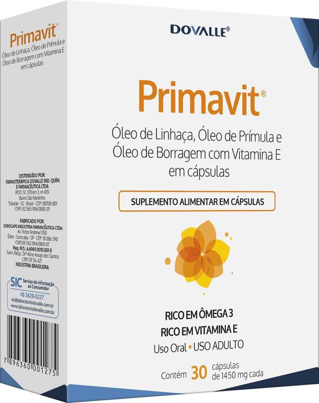 Primavit c/ 30 Cápsulas de Gel - Dovalle - Vitaminas A-Z - Magazine Luiza