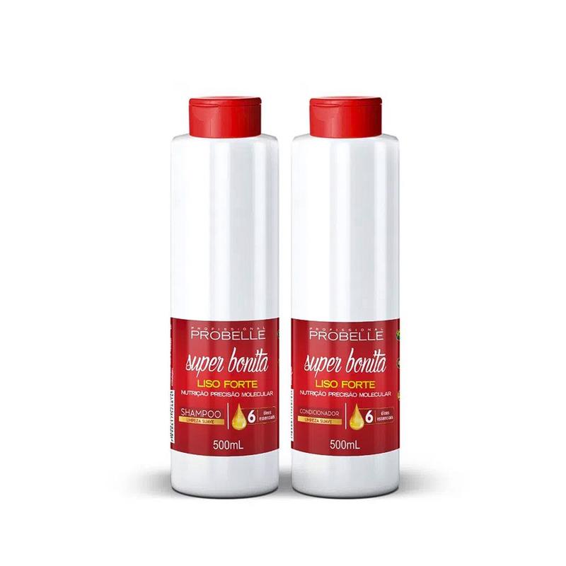 Probelle - Kit Super Bonita Liso Forte Shampoo 500ml + Condicionador ...