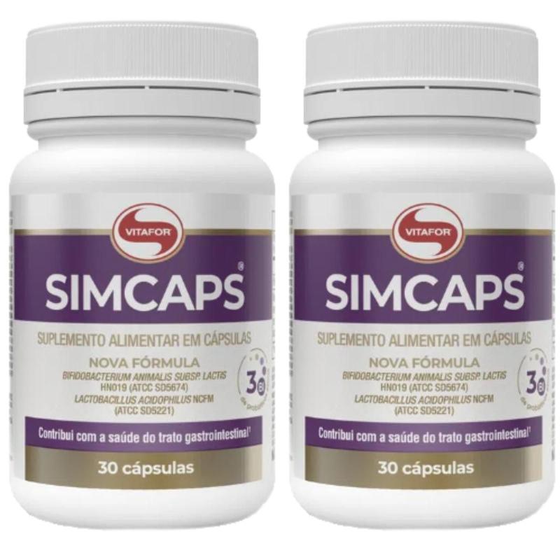 Probiótico Simcaps 2 X 30 Cápsulas Vitafor - Lactobacilos - Magazine Luiza