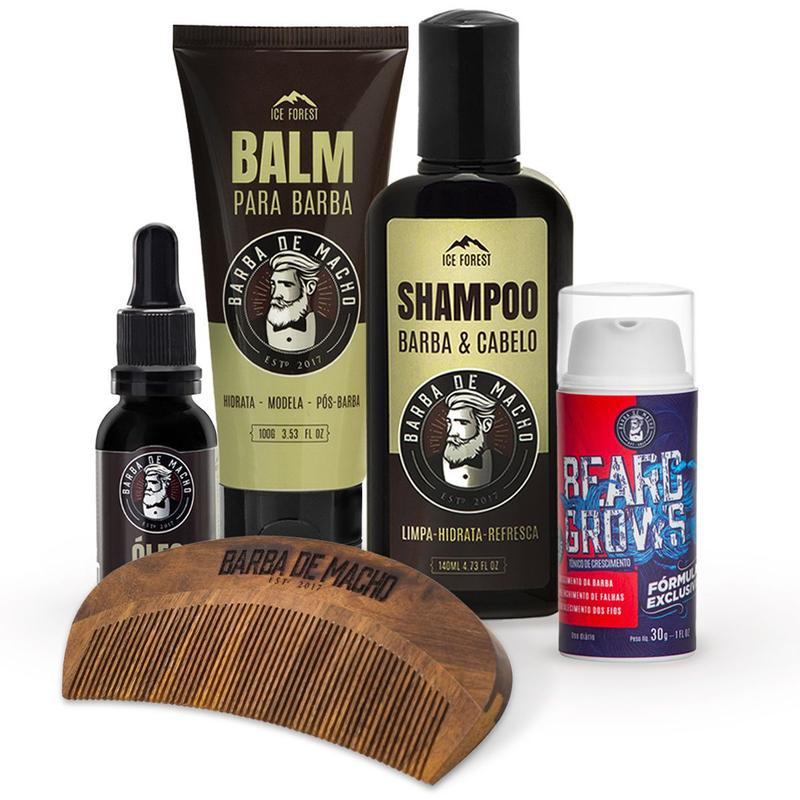 Produtos Básico de Barba Shampoo Balm Óleo Tonico + Pente - Barba de ...