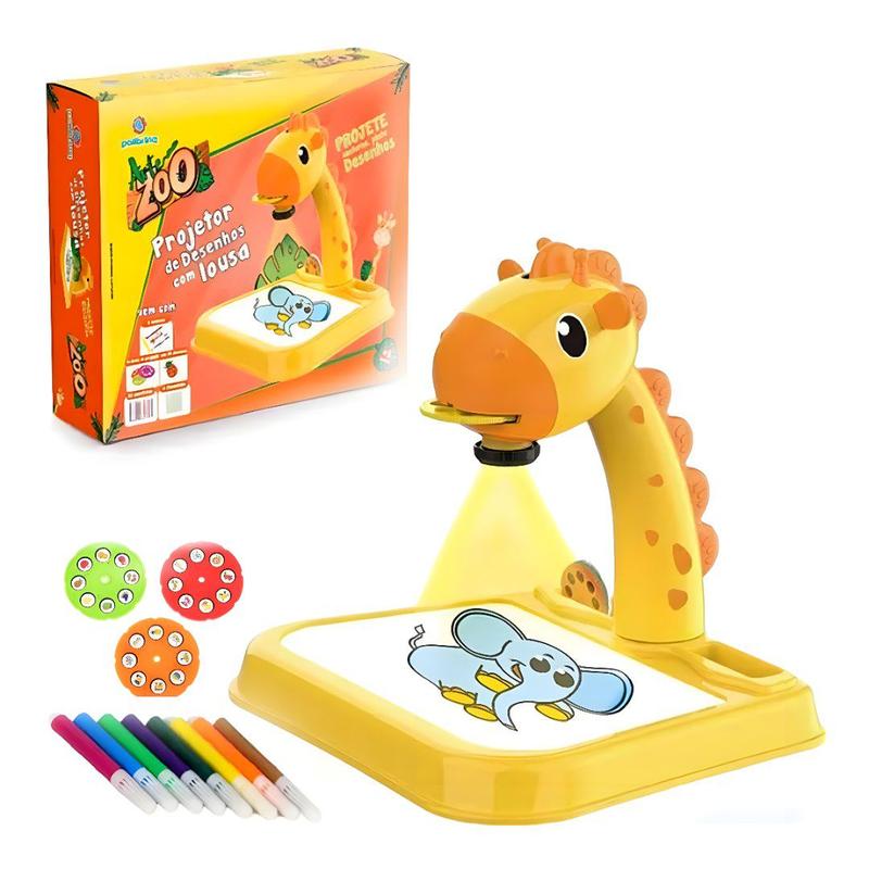 Projetor De Desenhos Infantil Girafa C/ Lousa Música e Led - Polibrinq ...