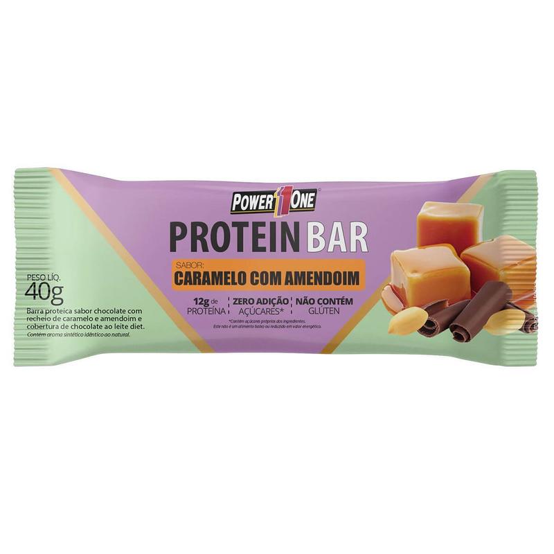 Protein Bar - 1 Unidade 40g Caramelo com Amendoim - Power One - Barra ...