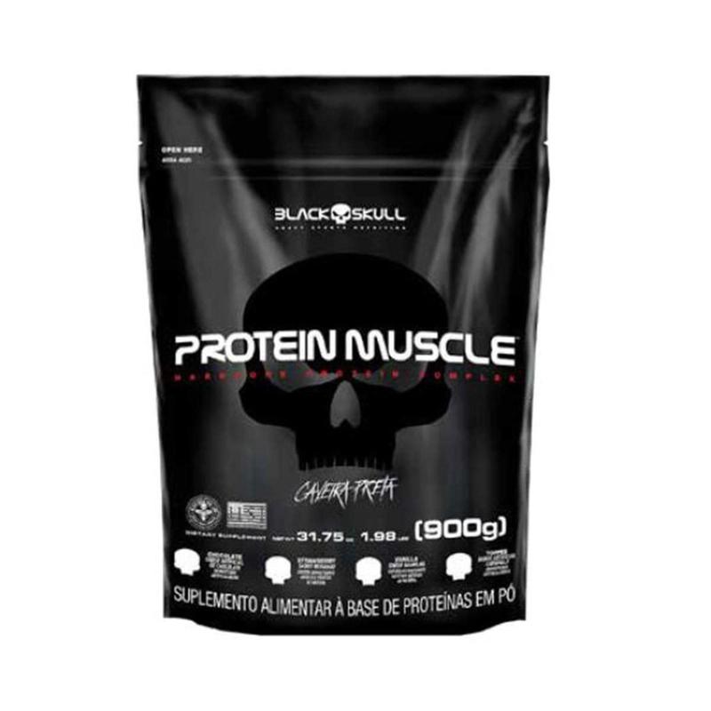 PROTEIN MUSCLE BLEND (900g - Refil) - Morango - Black Skull - Massa ...