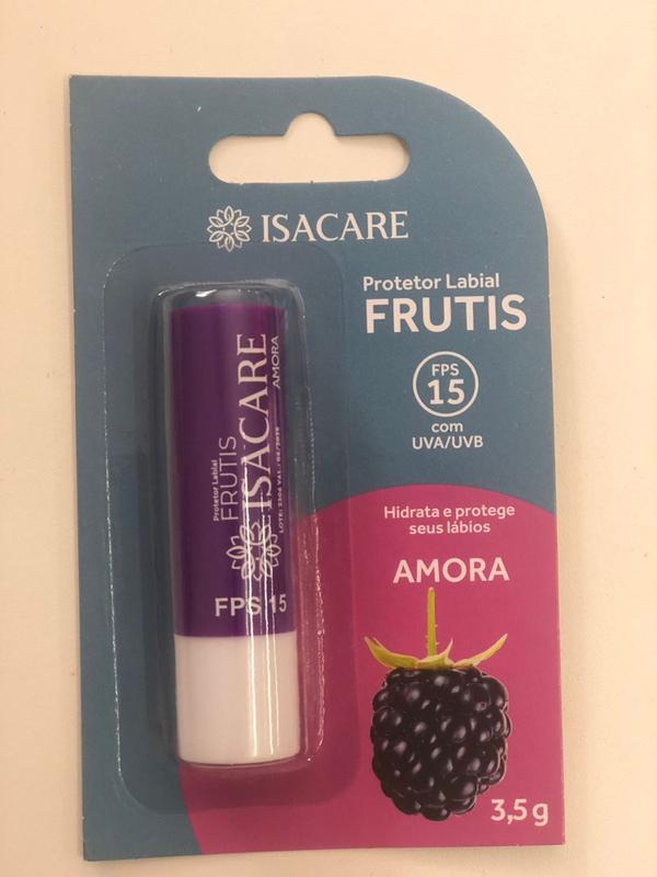 Protetor Labial Isacare Frutis FPS15 Sabor AMORA 3,5g - Protetor Labial ...