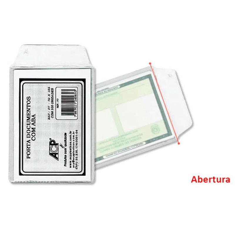 Protetor Porta Documentos c/Aba 75x105mm P-7 Pct c/100 unidades - Acp ...