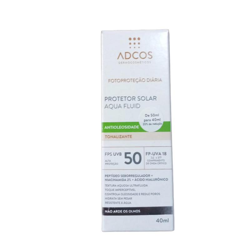 Protetor Solar Aqua Fluid 40ml 50 Fps Tonalizante Antioleosidade Adcos ...