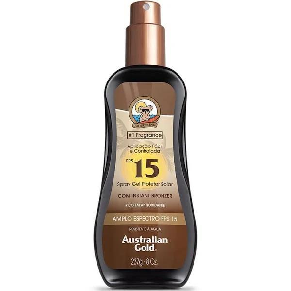 Protetor Solar Corporal Spray Gel Instant Bronzer Australian Gold FPS15 ...