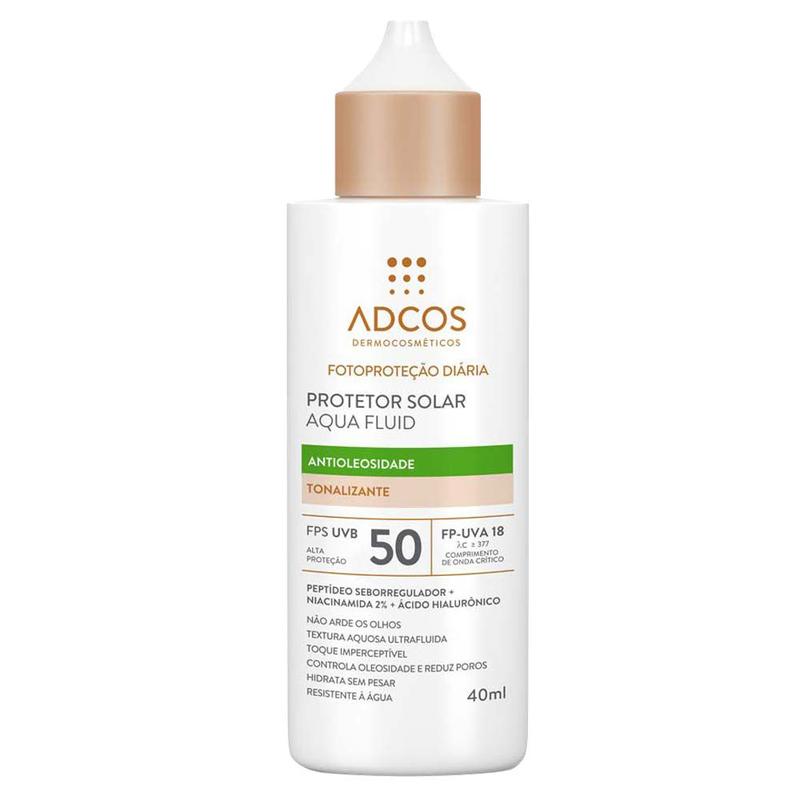 Protetor Solar Facial Adcos Aqua Fluid Antioleosidade FPS 50 - 40ml ...