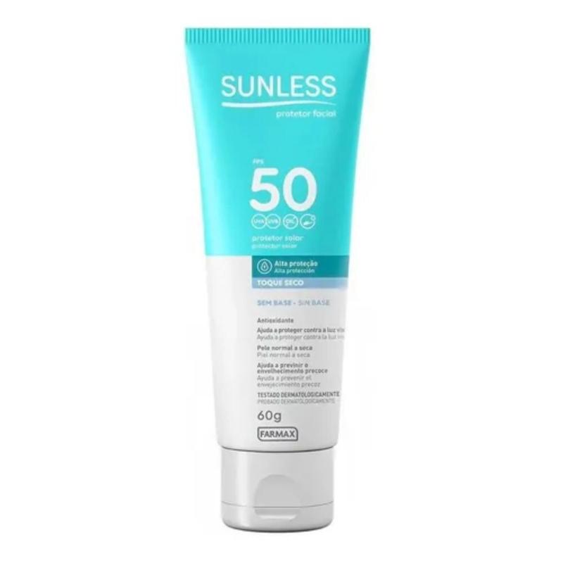 Protetor solar facial fps 50 pele normal a seca 60g sunless - SUNLEX ...