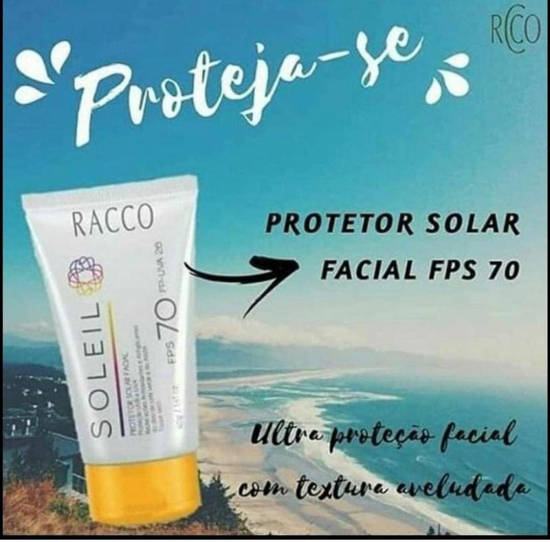 PROTETOR SOLAR FACIAL FPS 70 SOLEIL RACCO 40 g FP-UVA26 - Protetor ...