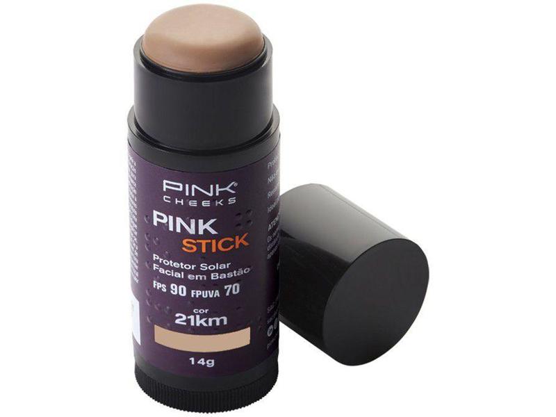 Protetor Solar Facial Pink Cheeks FPS 90 - com Cor 21km Pink Stick 14g ...