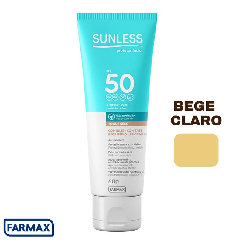 Protetor Solar Facial Sunless FPS50 Bege Claro 60g - Protetor Solar ...