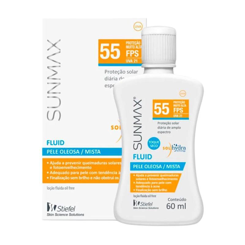 Protetor Solar Facial SunMax Fluid Pele Oleosa e Mista FPS55 60ml ...