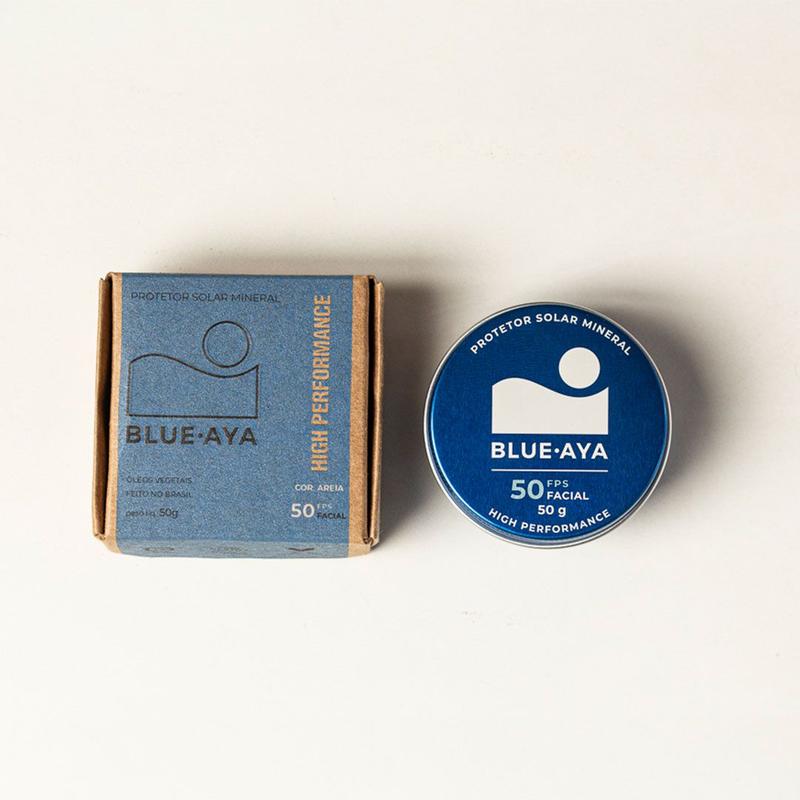 Protetor Solar Mineral Facial High Performance Blue Aya FPS 50 Cor ...
