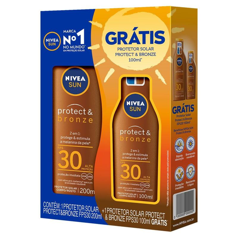 Protetor Solar Nivea Sun Protect e Bronze FPS30 200ml + Protetor Solar ...
