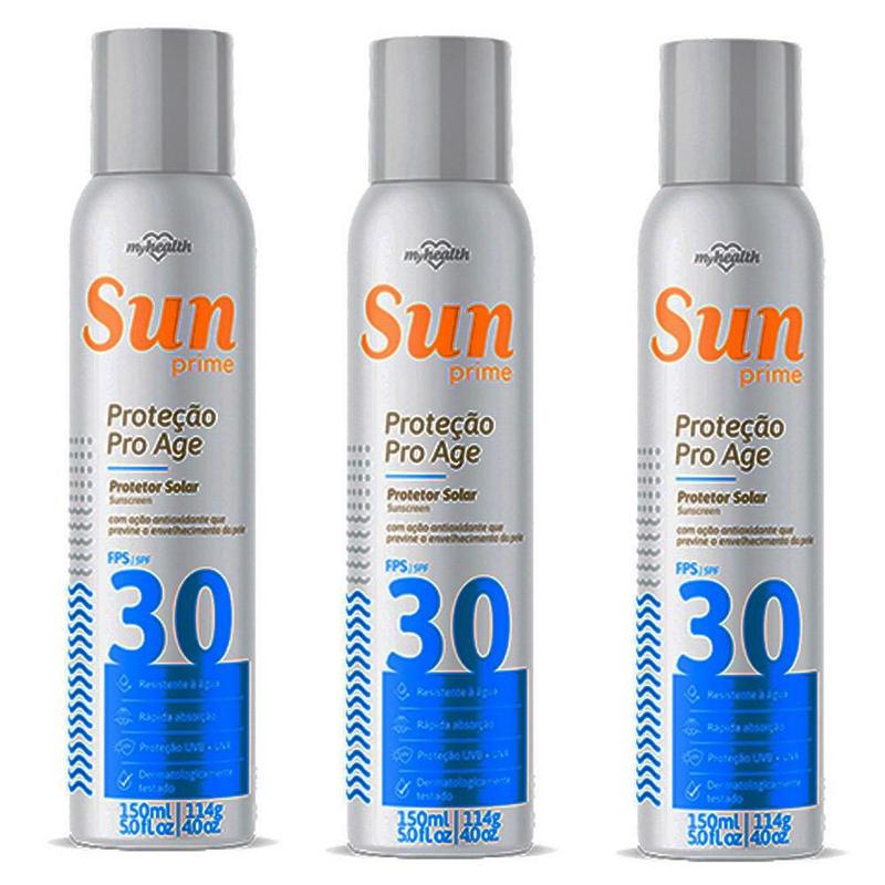 Protetor Solar Spray 30 Fps Sun Prime 150ml AE2600018 Kit 3 Unidades MY ...