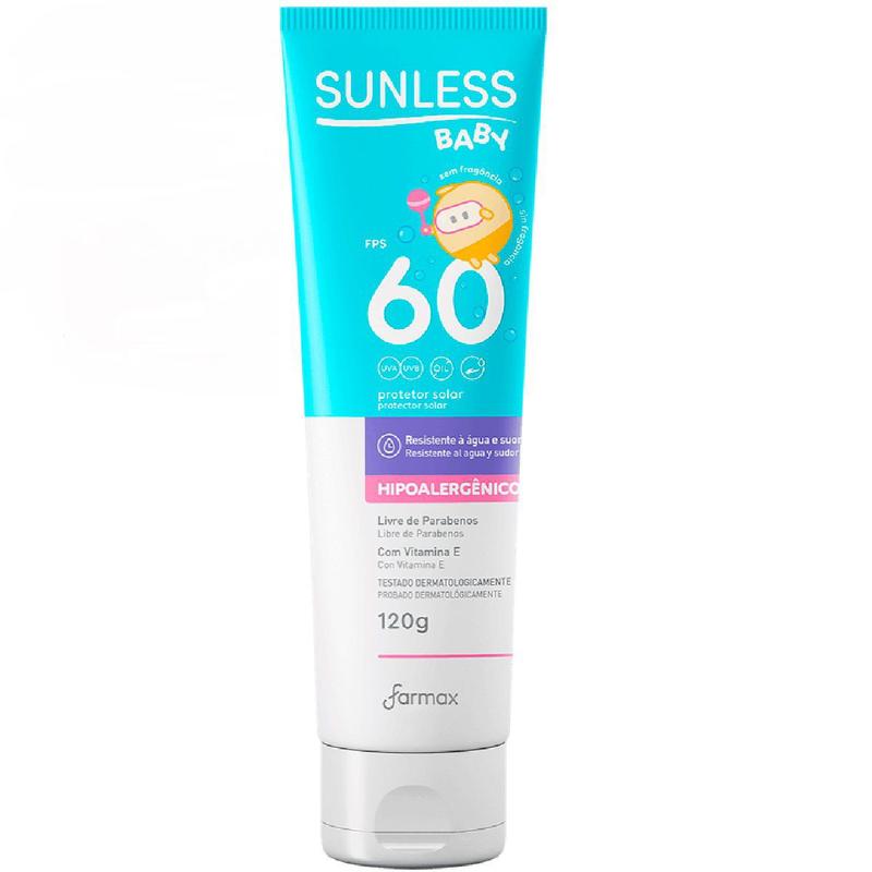 Protetor Solar Sunless Baby Corporal Hipoalergênico FPS 60 120g ...