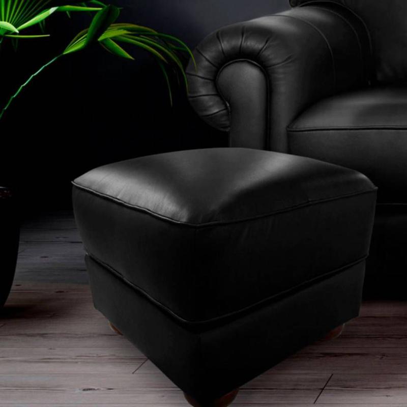 Puff Aurora em Couro Legítimo Preto Bnn Decor - Puffs - Magazine Luiza