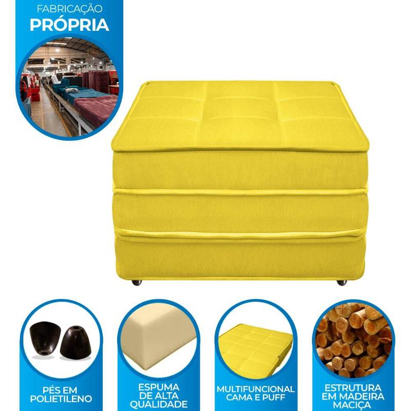 Puff Cama Solteiro Dobrável Camilla Veludo Amarelo - Zanin - Matrix ...