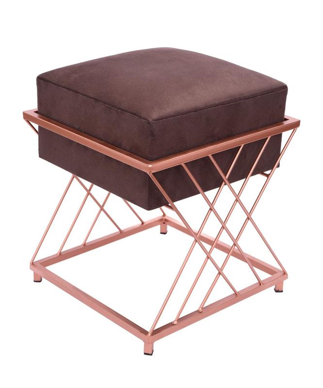 Puff De Ferro, armação Rose Gold, Banqueta, Quadrado, Sala, Decorar ...