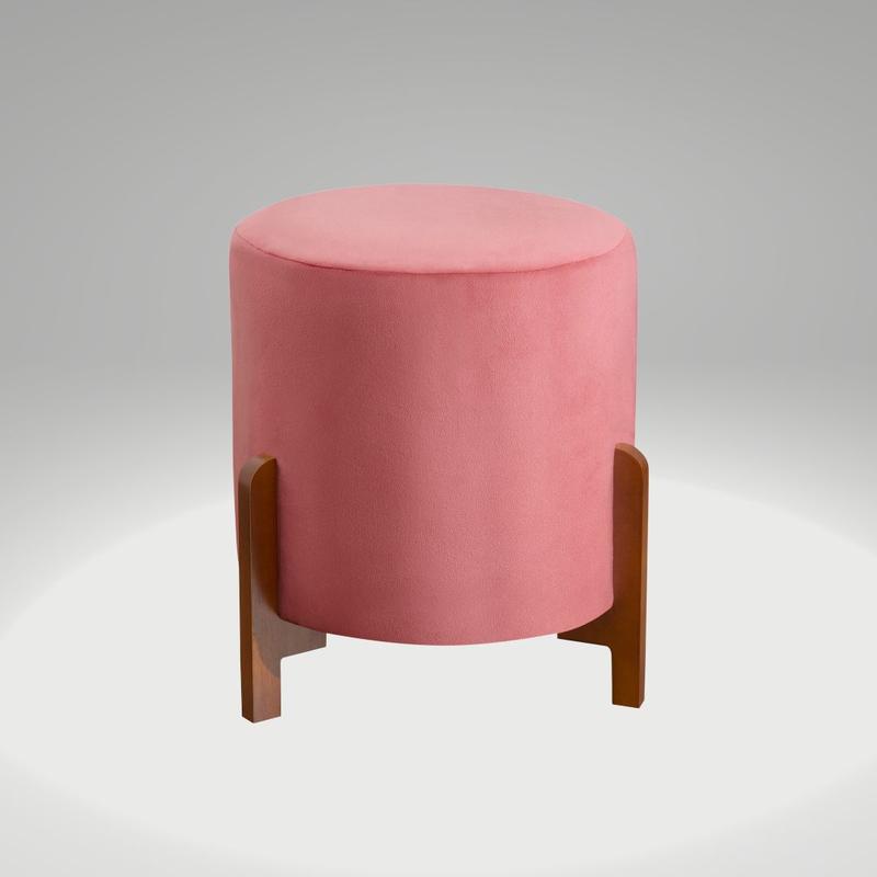 Puff Decorativo Quarto Sala Pés Madeira Veludo Thor Rosa - JLB MOVEIS ...