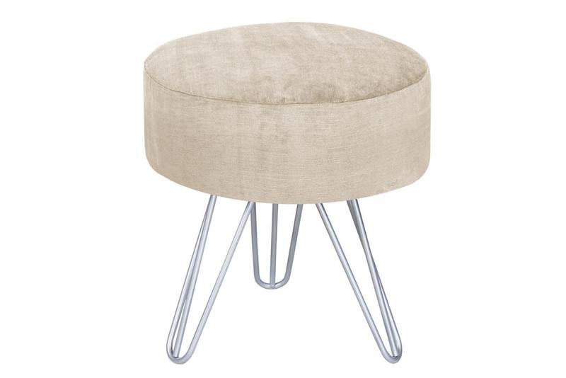 Puff Decorativo Redondo Pé Metal Prata - CeM Decor - Puffs - Magazine Luiza