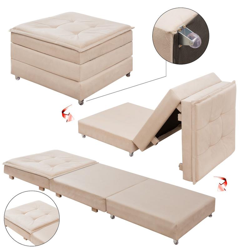 Puff Dobrável Vira Cama Sala / Quarto Bege - Maalistore - Puffs - Magazine Luiza