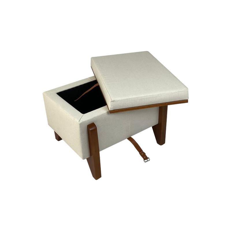 Puff E Mesa De Madeira Flex Retangular Baú Linho Cru - Inove Moveis E ...