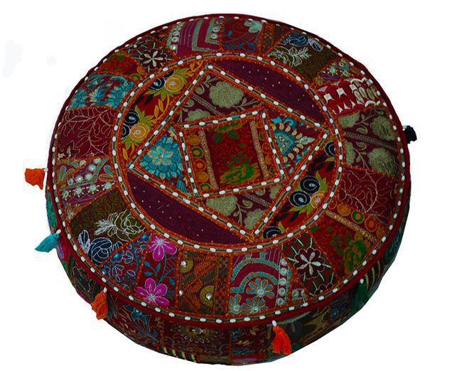 Puff Indiano Bordado Vinho - Loja Índia - Puffs - Magazine Luiza