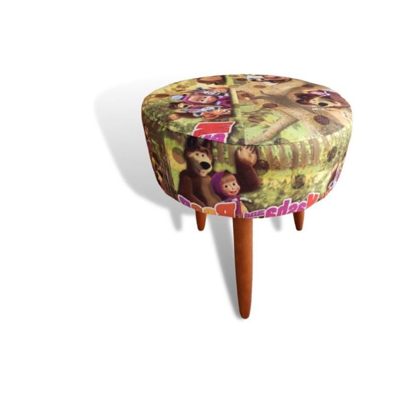 Puff Infantil Decorativo 40cm P/Quarto De Criança Pés Palito Madeira ...