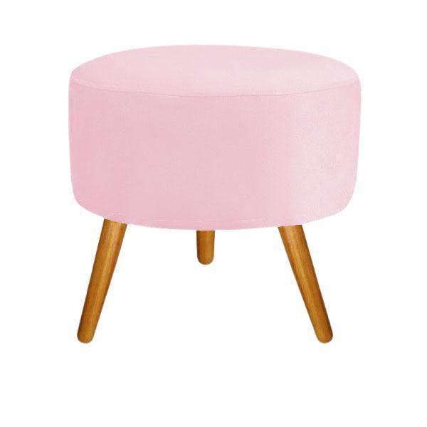 Puff Magnus Redondo Rosa Pés Castanho 35 Cm De Altura - Decore.Com ...