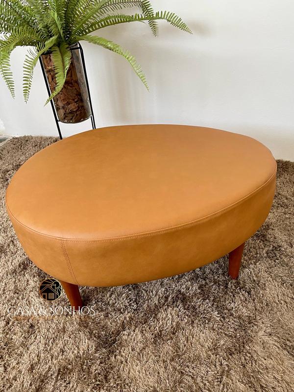 Puff / Mesa de Centro 80cm Com Pés de Madeira - Lojas Casa & Sonhos - Puffs - Magazine Luiza