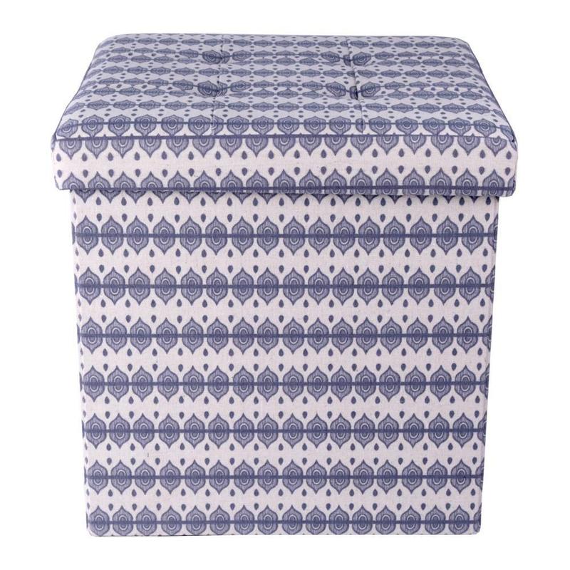 Puff Organizador Linho Azul 38x37,5cm - A/CASA - Puffs - Magazine Luiza
