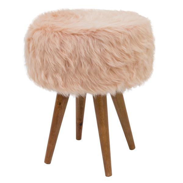 Puff Peludo Felpudo Fofo com Pelo Sintético Rosa Rose - Ferrugine ...