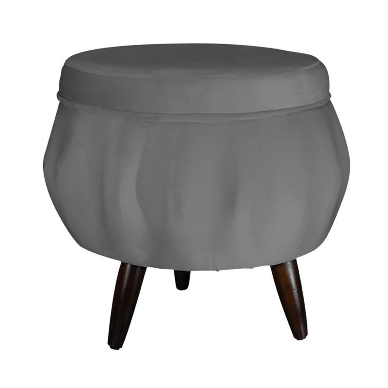 Puff Pétala Pés Palito Tabaco Suede Cinza - DS Estofados - Puffs ...