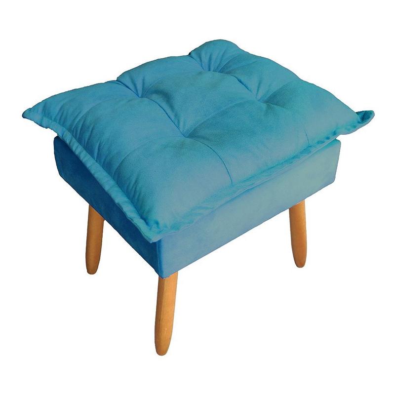 Puff Retangular Suede Opala Com Pés Palito Turqueza - Romer - Puffs ...