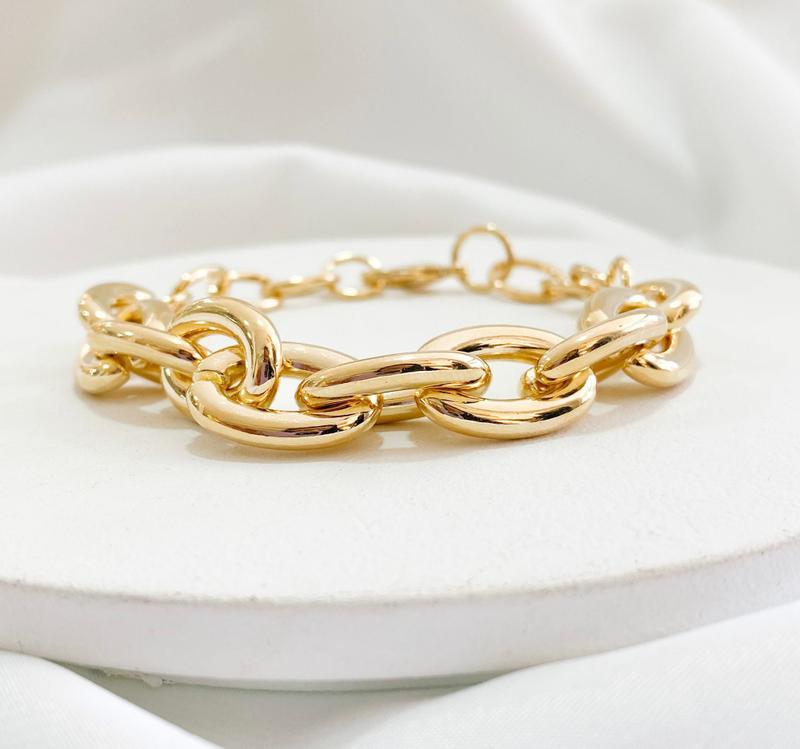 Pulseira banhada a ouro 18k em elos arredondados - Vanessa Vieira ...