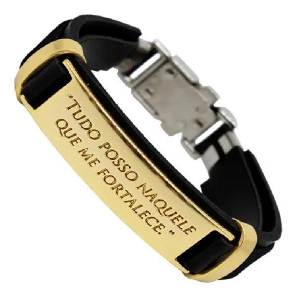 Pulseira Executiva Masculina Couro Luxo Banhada Ouro 18K - Gold Brasil ...