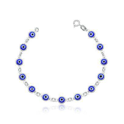 Pulseira prata 925 olho grego azul escuro - Ruero Store - Pulseira e ...